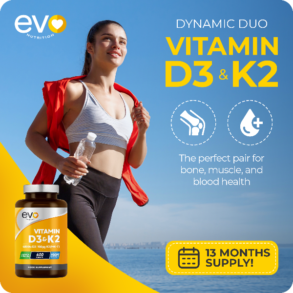 Vitamin D3 & K2 (MK-7) 400 Tablets – EVO Nutrition
