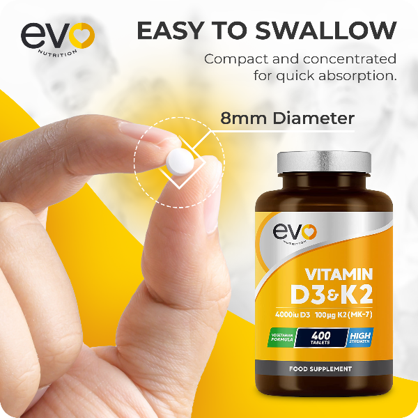 Vitamin D3 & K2 (MK-7) 400 Tablets – EVO Nutrition