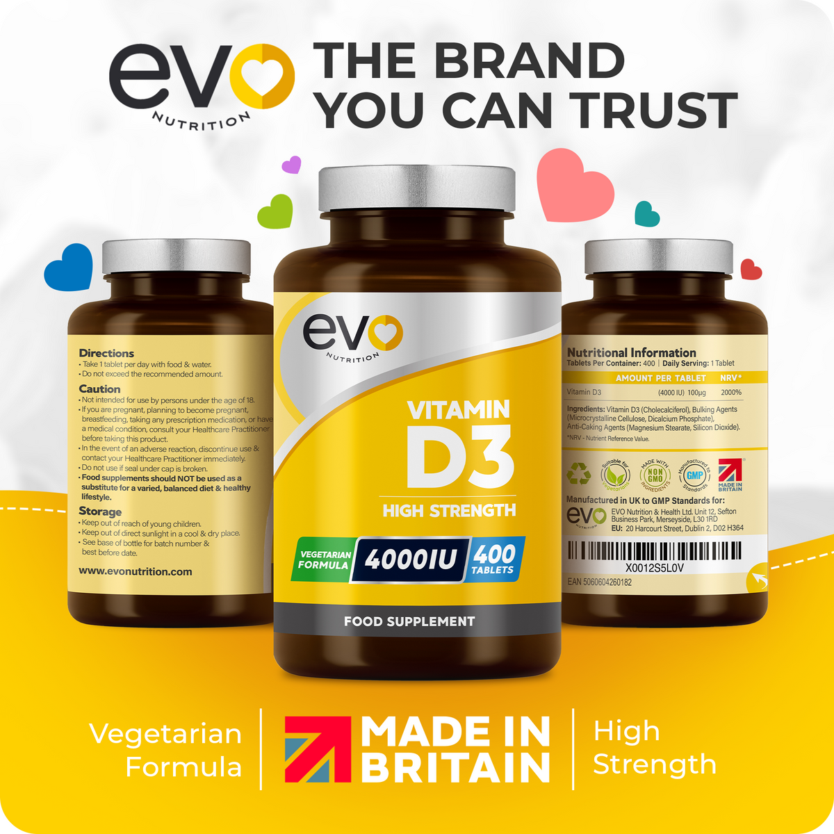 Vitamin D3 4000IU High Strength Supplement 400 Tablets – EVO Nutrition